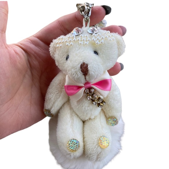 Accessories | Kawaii Coquette Rhinestone Glam Plush Bear Keychain ...